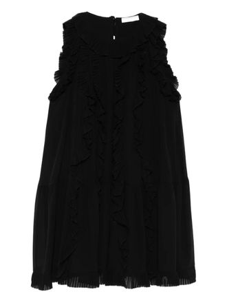 Ulla Johnson Minikleid mit R&uuml;schen - Schwarz