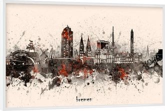 artboxONE Poster mit weißem Rahmen 75x50 cm Städte Bremen Skyline Artistic beige - Bild Bremen beige Bremen