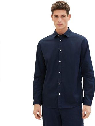 Tom Tailor Herren Regular Fit Business Hemd mit Stretch, 11075 - Navy, XXXL