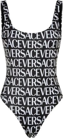 Versace Femme, Maillots de bain, Noir, Taille: 38 FR Maillot de bain une pi&egrave;ce avec logo blanc et noir