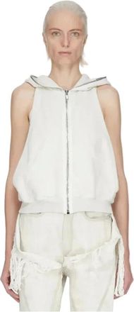 Rick Owens Femme, Sweatshirts et sweats &agrave; capuche, Blanc, Taille: 36 FR Top en Felpa Cyclops Gimp SL Sweat &agrave; capuche Milk Wash