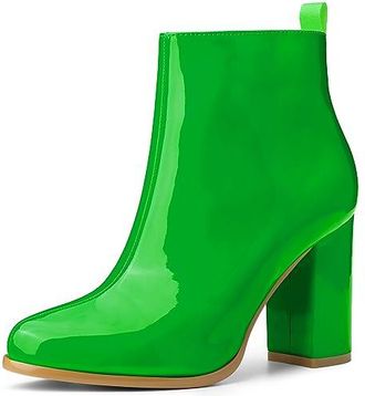 Allegra K Bottines à Talons Hauts et à Bout Rond pour Femmes Vert Herbe 39