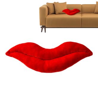 Generico Rotes Kissen mit 3D-Lippen-Design, dekorative Kissen aus Samt, f&uuml;r Sofa, Bett, Schlafsofa, Diwan, Heimstuhl und Valentinstag