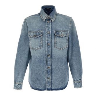 Versace Embellished Denim Overshirt - - Shirts - Herren - Blau - XL