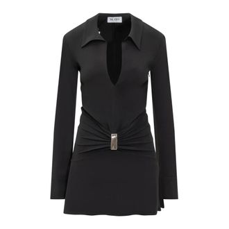 The Attico V-Neck Mini Dress - - Dresses - Damen - Schwarzk - S