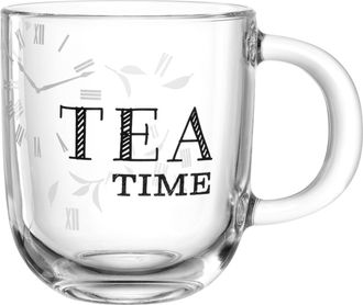 Leonardo Ufficio Tasse TEA TIME, 1 St&uuml;ck, sp&uuml;lmaschinenfeste Kaffeetasse, alltagstaugliche & moderne Teetasse f&uuml;rs B&uuml;ro, hochwertige Tasse aus Glas, 400 ml, 04