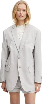 Twinset Femme, Vestes, Gris, Taille: 44 FR Blazer en serg&eacute; de coton et lin, style sartorial