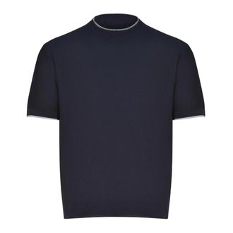 Paolo Pecora Waffelstrick-Oberteil mit kurzen &Auml;rmeln - - Tops - Herren - Blau - 2XL