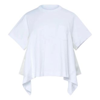 sacai Satin x Cotton Jersey T-Shirt - - Tops - Damen - Wei&szlig; - M