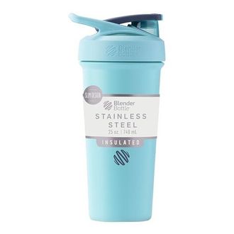 BlenderBottle Strada Sleek Shaker Cup Bouteille deau isotherme en acier inoxydable avec fouet m&eacute;tallique, 740 ml, &eacute;cume de mer