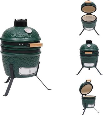 vidaXL Grills - Living 2-in-1 Kamado-Grill Smoker Keramik 56 cm Grün