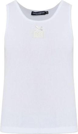 Dolce & Gabbana Femme, Tops, Blanc, Taille: 36 FR D&eacute;bardeur c&ocirc;tel&eacute; avec d&eacute;tail logo
