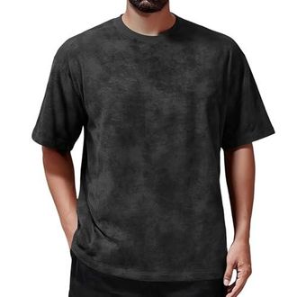 Generic T-shirt Hommes Europ&eacute;en Batik-Wear Sans Couture Hommes D&eacute;contract&eacute; Tendance Sport T-Shirt avec Col Rond Manches Courtes, Noir, 4XL