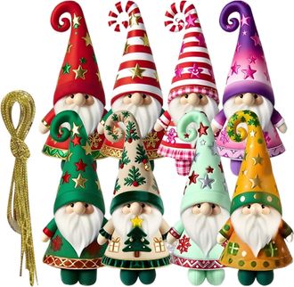 Generic Saisonale Herbstzwerge | 8 Stück Festliche Ornamente - Handgefertigte Zwergenfiguren | Für Party-Neujahrsfeiern Im Freien Und Innenbereich An Zweigwän