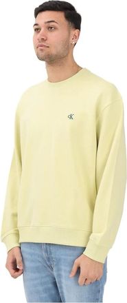 Calvin Klein Jeans Homme, Sweatshirts et sweats &agrave; capuche, Vert, Taille: M Felpa girocollo garzata