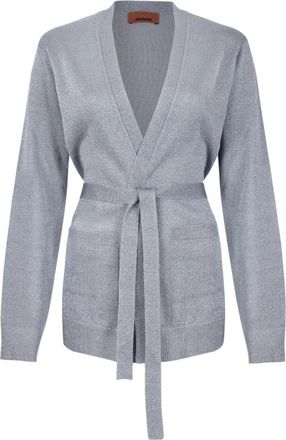 Missoni Femme, Pulls, Bleu, Taille: 34 FR Cardigan en Laine Ceintur&eacute;