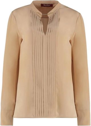 Max Mara Femme, Blouses et Chemises, Beige, Taille: 40 FR Long Sleeve Shirt