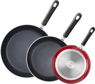 Cook N Home Antihaft-Pfannen-Set, 3-teilig, 20,3 cm, 24,9 cm, 27,9 cm, 27,9 cm, Bratpfanne, Bratpfanne, Induktionskompatibel, Marmorrot