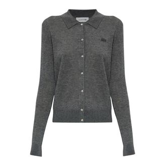 Lacoste Cardigan avec &eacute;cusson logo - Femme - Pulls - Gris - Taille: 40 FR