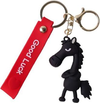 Generico Pendentif pour porte-cl&eacute;s - En caoutchouc souple de dessins anim&eacute;s, 2026 Porte-cl&eacute;s en forme de cheval cr&eacute;atif, pour collection Famille, amis, coll&egrave;gu