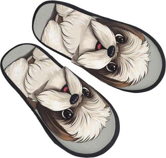Generic Chaussons Femme Homme Chien Shih Tzu Maison Chaussures Confort Doublées En Peluche Chaude Pantoufles, Pour Intérieur Extérieur, Femmes, Hommes, M
