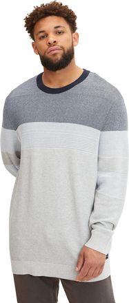 Tom Tailor Herren Plussize Strickpullover mit Streifen 1034714, 30357 - Blue Grey Structured Stripe, 5XL Große Größen