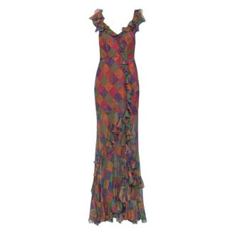 Etro Seiden-Maxikleid mit R&uuml;schen und geometrischem Paisley-Motiv - - Dresses - Damen - Mehrfarbig - S