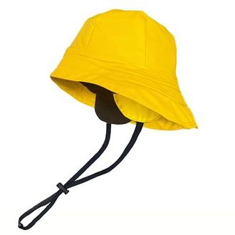 Toutacoo Chapeau de Pluie imperm&eacute;able, Jaune, Unisexe, &agrave; Large Bord, avec jugulaire et prot&egrave;ge Oreilles, int&eacute;rieur Polaire (02- Jaune)