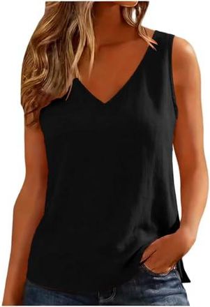 Generic D&eacute;bardeur en lin pour femme, t-shirt d&eacute;t&eacute; &agrave; manches courtes, t-shirt basique, haut de sport, t-shirt pour femme, surdimensionn&eacute;, tendance, t-shirt d&eacute;t