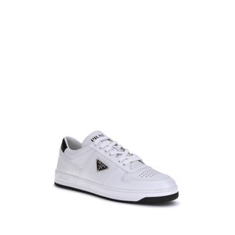 Prada Mens White Calf Leather Bos Taurus Low Top Sneakers
