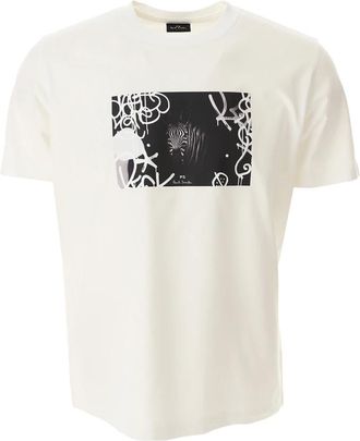 Paul Smith Homme, Tops, Blanc, Taille: XL T-shirt Zebra Graffiti