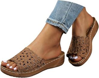 Generic Sandales compens&eacute;es orthop&eacute;diques pour femme - Style d&eacute;contract&eacute; - Bout ouvert - Couleur unie - Sandales orthop&eacute;diques confortables avec soutien de la