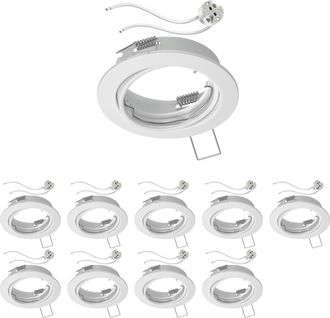 LEDs Com 10 St&uuml;ck Decken-Einbaurahmen FERE Einbaurahmen wei&szlig; schwenkbar (LED/Halogen/MR16/50mm) inkl. GU5.3 Fassung