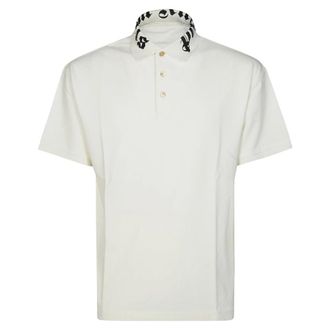 Palm Angels Neck Logo Polo S/S - - Tops - Herren - Wei&szlig; - M