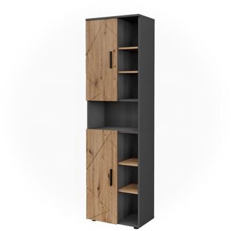 Vicco Hochschrank Irma, Anthrazit/Artisan, 50 x 172 cm mit 2 T&uuml;ren, Vicco