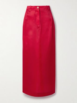 Khaite Jupe Longue En Organza De Soie À Plis Lucian - Rouge
