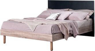 Altobuy MAELYS - Lit 160x200cm avec Tête de Lit Noire