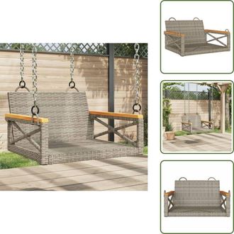 vidaXL The Living Store - H&auml;ngesessel Grau 63x62x40 cm Poly Rattan - Outdoor M&ouml;bel - Gartenstuhl - Hangestuhl - Schaukelbank - Gartenlounge