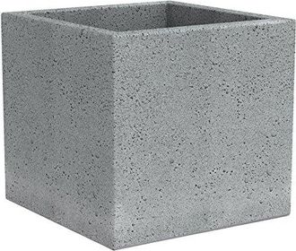 Scheurich C-Cube, Pflanzgef&auml;&szlig; aus Kunststoff, Stony Grey, 30 cm lang, 30 cm breit, 28 cm hoch, 18 l Vol