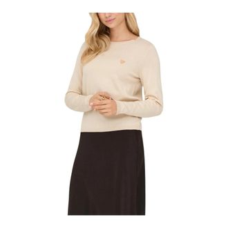 Jacqueline de Yong Rundhals-Strickware mit langen &Auml;rmeln - - Knitwear - Damen - Beige - M