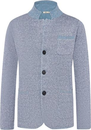 Maurizio Baldassari Cardigan in Moulin&eacute;-Qualit&auml;t mit Leinenanteil und Stehkargen in