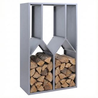 Mendler Brennholzlager HWC-P76, Kamin-/Feuerholzregal Holzlager Holzunterstand Outdoor Metall 160x95x50cm - grau