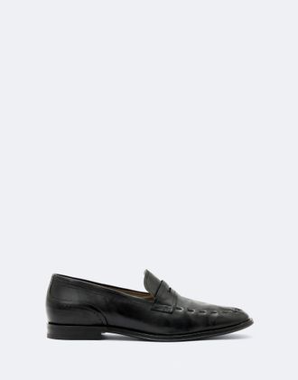 AllSaints Jules mocassins en cuir cousus noirs