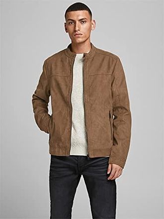 Jack & Jones Veste en cuir synth&eacute;tique pour homme, cognac, M