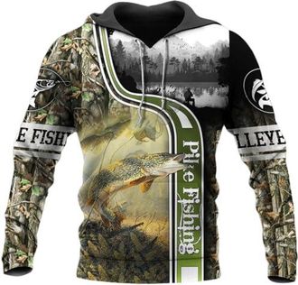 Generic Automne Et Hiver Sweat À Capuche Brochet Pêche 3D Partout Imprimé Sweats À Capuche Et Sweat Unisexe Stree Vêtements De Sport Hoodies M