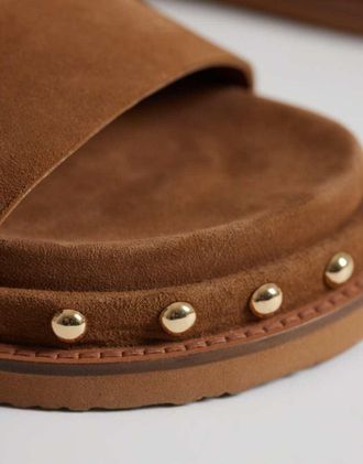 Asos Fraction - Sandales clout&eacute;es en daim de qualit&eacute; sup&eacute;rieure avec semelle int&eacute;rieure moul&eacute;e - Fauve-Multicolore
