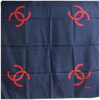 Chanel Pre-owned Vintage Foulard en Soie - Femme - Pre-owned - Bleu - Taille: ONE Size