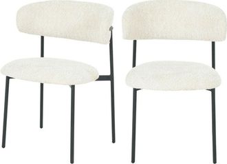 DRAWER Drawer - Lot de 2 chaises en tissu bouclette et m&eacute;tal - &Eacute;cru chin&eacute; - ester