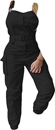 ORANDESIGNE Salopette Cargo sans Manches pour Femme Combinaisons ceinturées à Bretelles réglables à la Mode Pantalon à bavette décontracté avec Poches Extensibles
