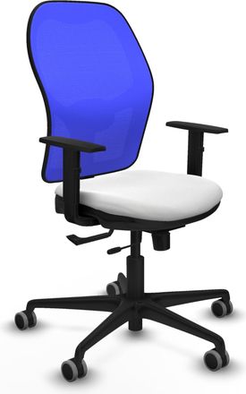 Piqueras y Crespo Schreibtischstuhl wei&szlig; und blau Jorquera mit 1D-Armen, h&ouml;henverstellbare Lendenwirbelst&uuml;tze, ausgestattet mit Syncro/Traslack und injiziertem Schaumst